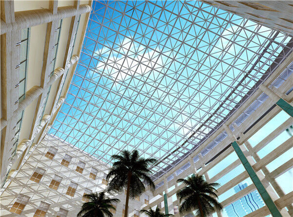 Custom Size Modern Steel Space Frame Skylight Roofs For Offices And Malls