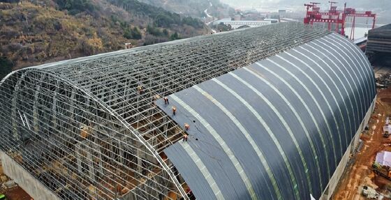 Industrial Long Span Roof Trusses stadium space frame roofing steel ...